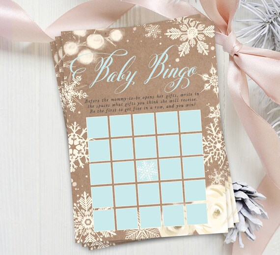 Printable Blue Baby Bingo Baby Shower Game Card, Printable Baby Shower ...