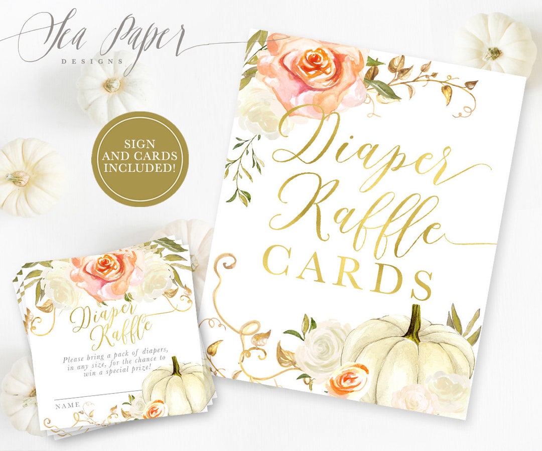 Fall Diaper Raffle Cards and Sign, Fall Printable Baby Shower Game ...