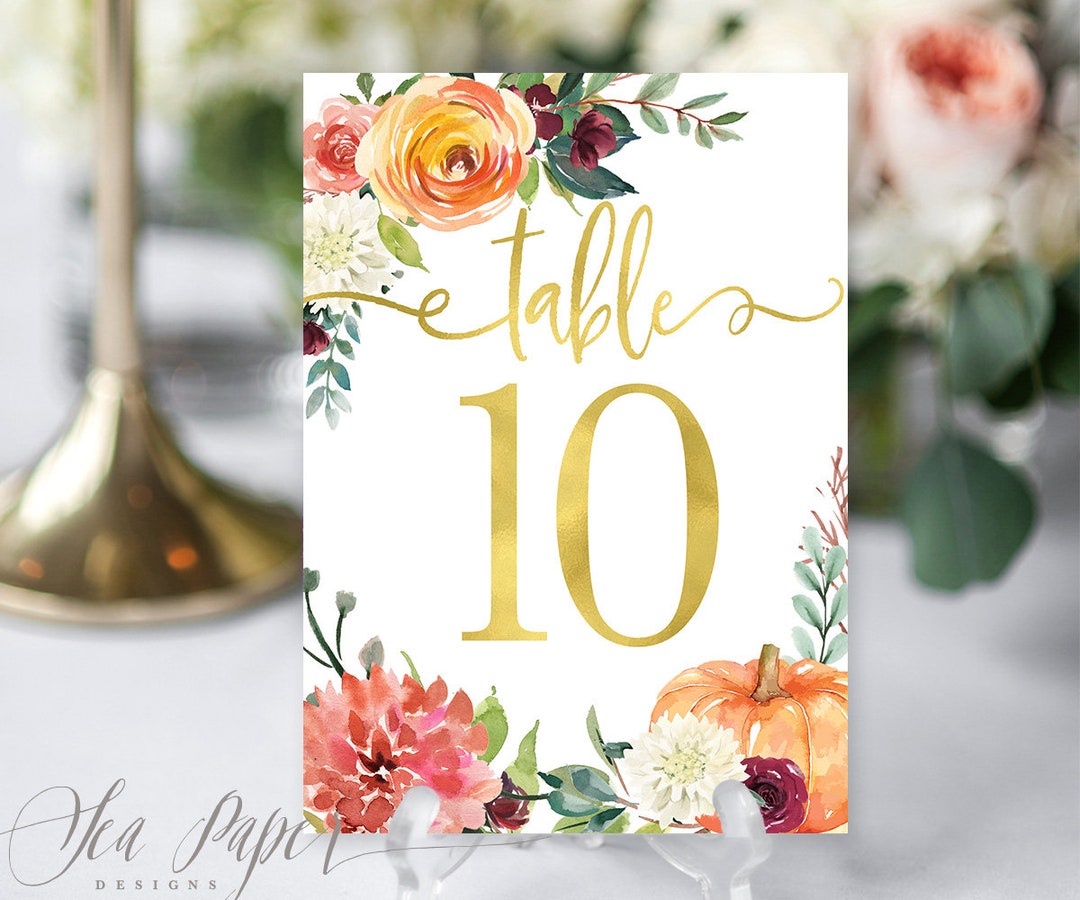 Fall Printable Table Numbers - Pumpkin Printable Table Numbers - #1-20 ...