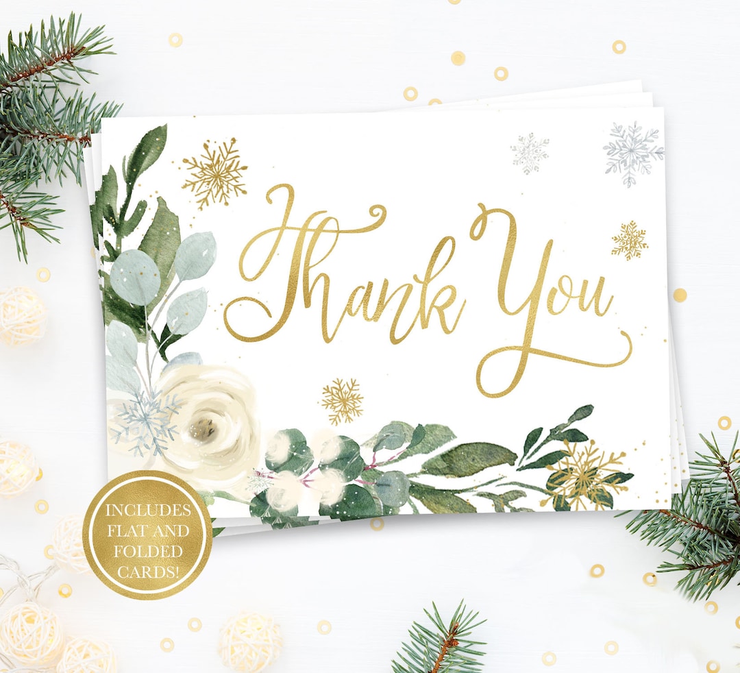 Holiday Thank You Cards, Winter Thank You Cards, Printable Thank You ...
