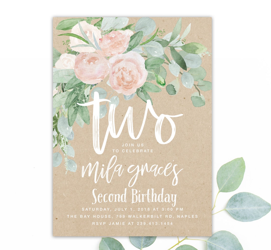 Girl Second Birthday Invitation: 2nd Birthday Invitation Girl, Two ...