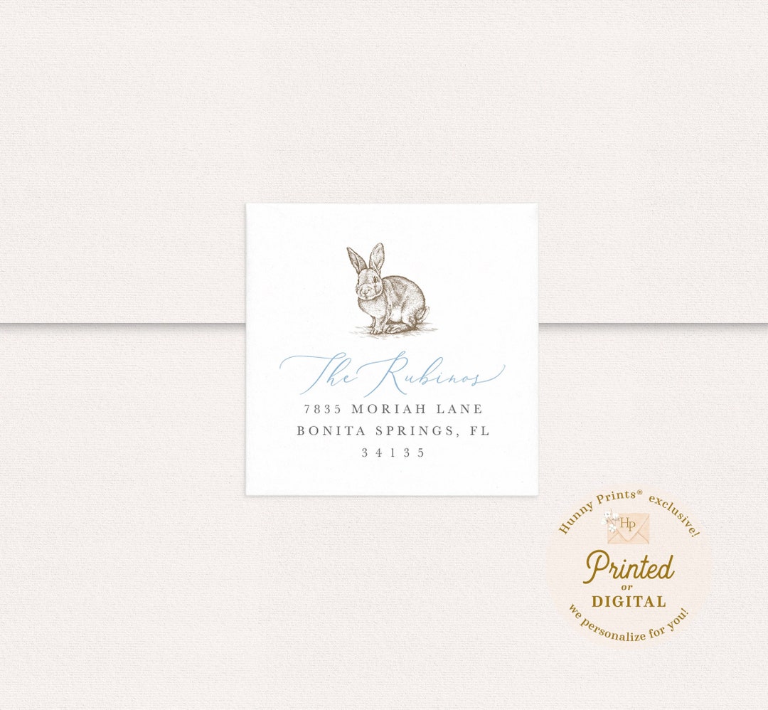 Bunny Return Address Label, Bunny Rabbit Return Address Stickers ...