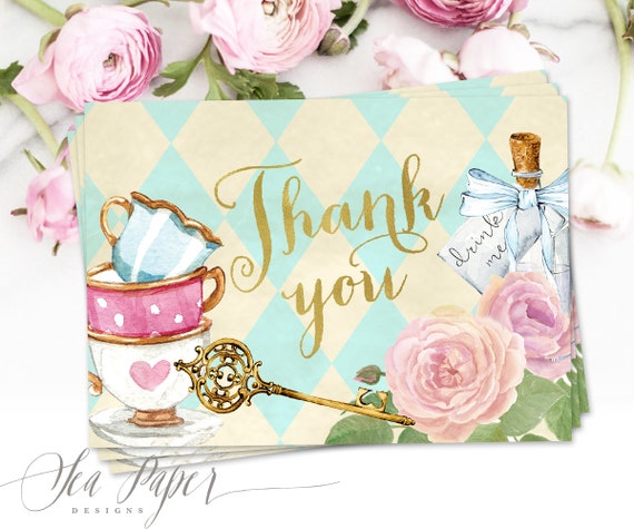 Alice in Wonderland Thank You Card Alice in Onederland First - Etsy