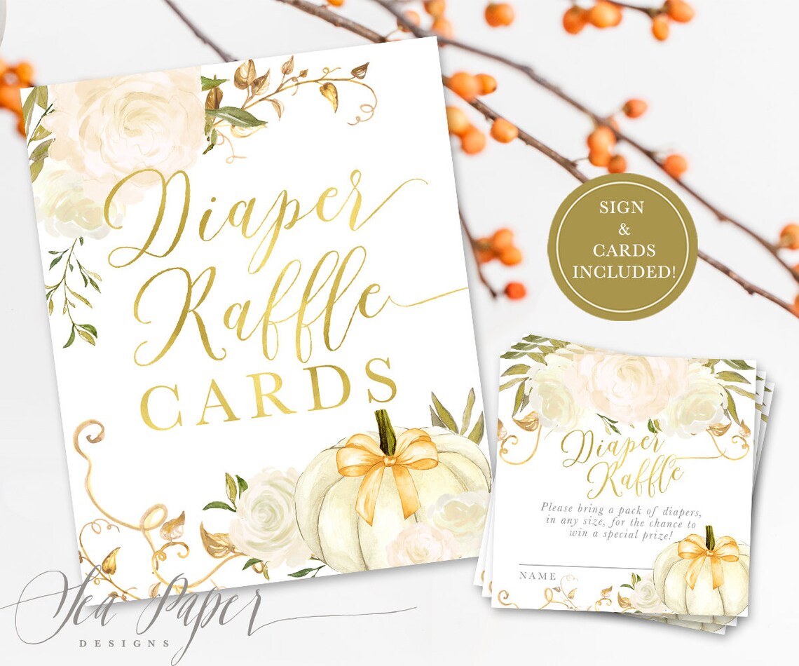 Fall Diaper Raffle Cards and Sign Fall Printable Baby Shower | Etsy