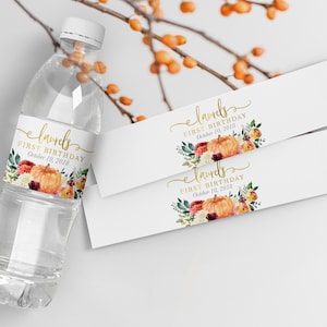 Fall Water Bottle Labels, Fall Pumpkin Water Bottle Labels - Printed ...