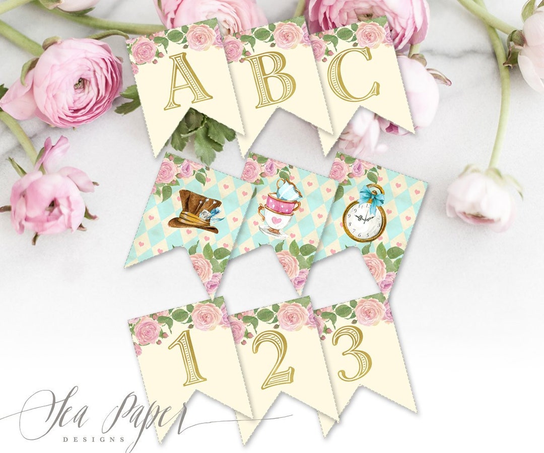 Alice in Wonderland Printable Banner - INSTANT DOWNLOAD, Printable ...