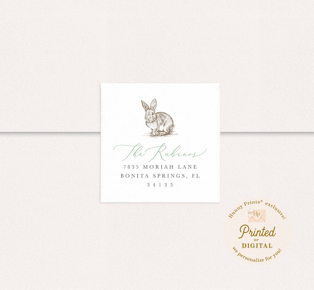 Bunny Return Address Label, Bunny Rabbit Return Address Stickers ...