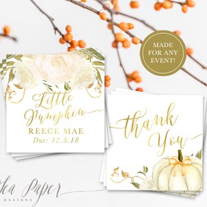 Fall Favor Thank You Tags - Printed or Digital, Square - Fall White ...