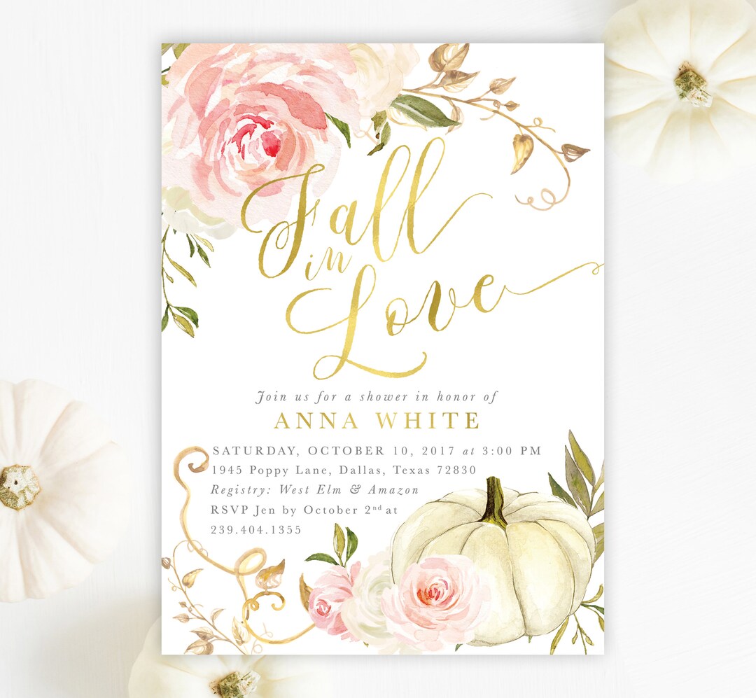Fall Bridal Shower Invitation: Fall in Love, Autumn Bridal Shower ...