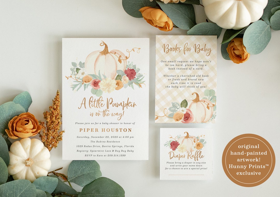 Fall Baby Shower Invitation, Little Pumpkin Baby Shower Invitation ...