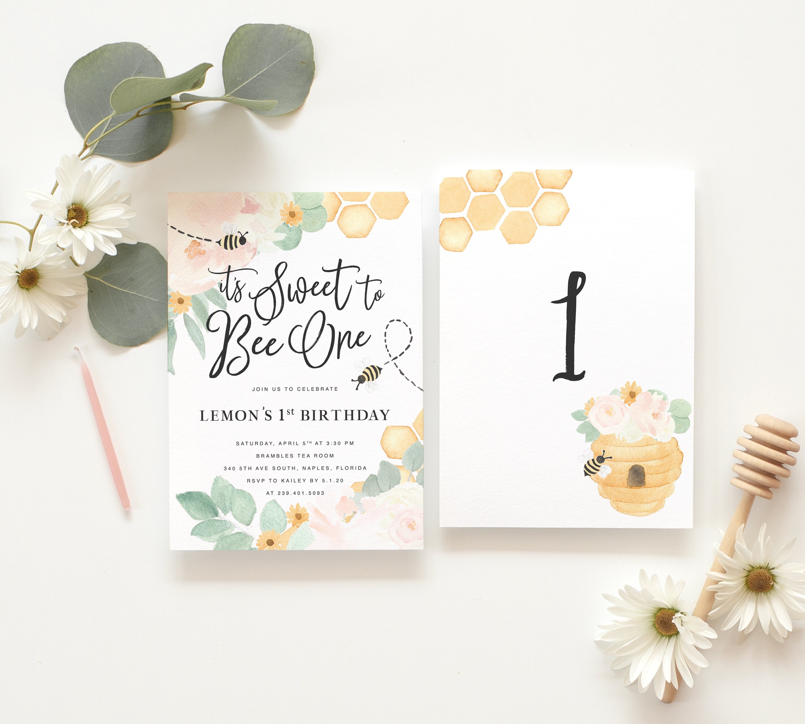 Bee 1st Birthday Invitation Girl First Bee-day Bee Birthday | Etsy