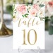 Printable Table Numbers, Floral Table Number, Pink & Gold Printable ...
