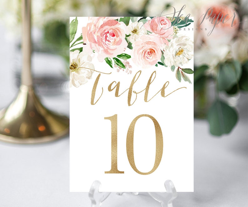 Printable Table Numbers Floral Table Number Pink & Gold - Etsy