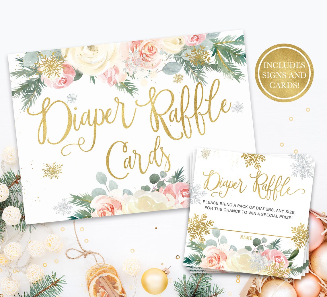 Printable Diaper Raffle Cards and Sign, Printable Baby Shower Game ...