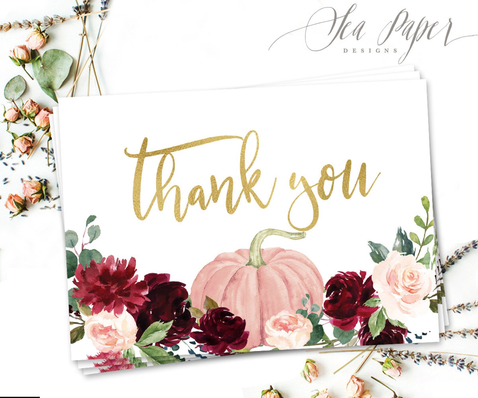 Fall Thank You Cards Pumpkin Thank You Cards Printable Fall - Etsy