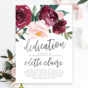Dedication Invitation Girl, Girl Dedication Invite, Floral Dedication ...
