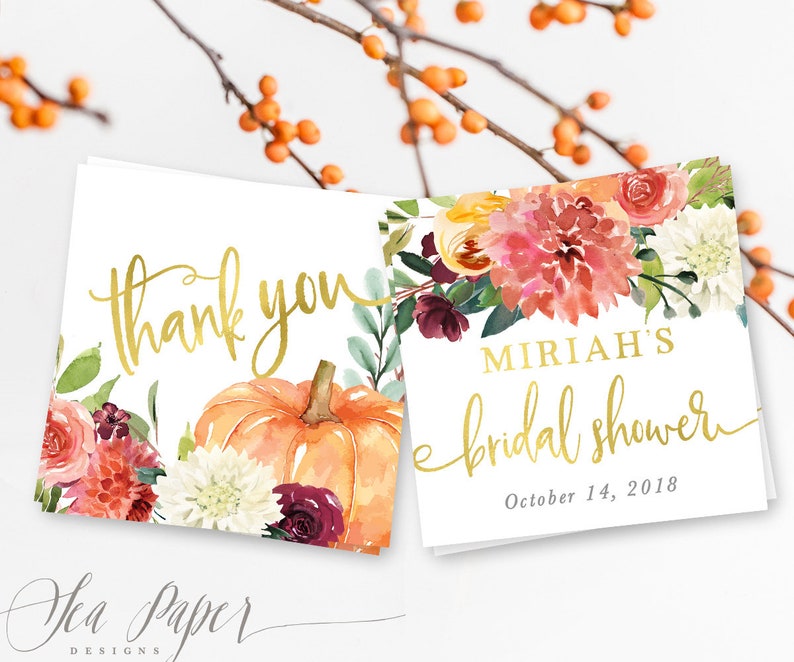 Fall Favor Tags, Pumpkin Favor Tags, Thank You Tags - Printed or ...