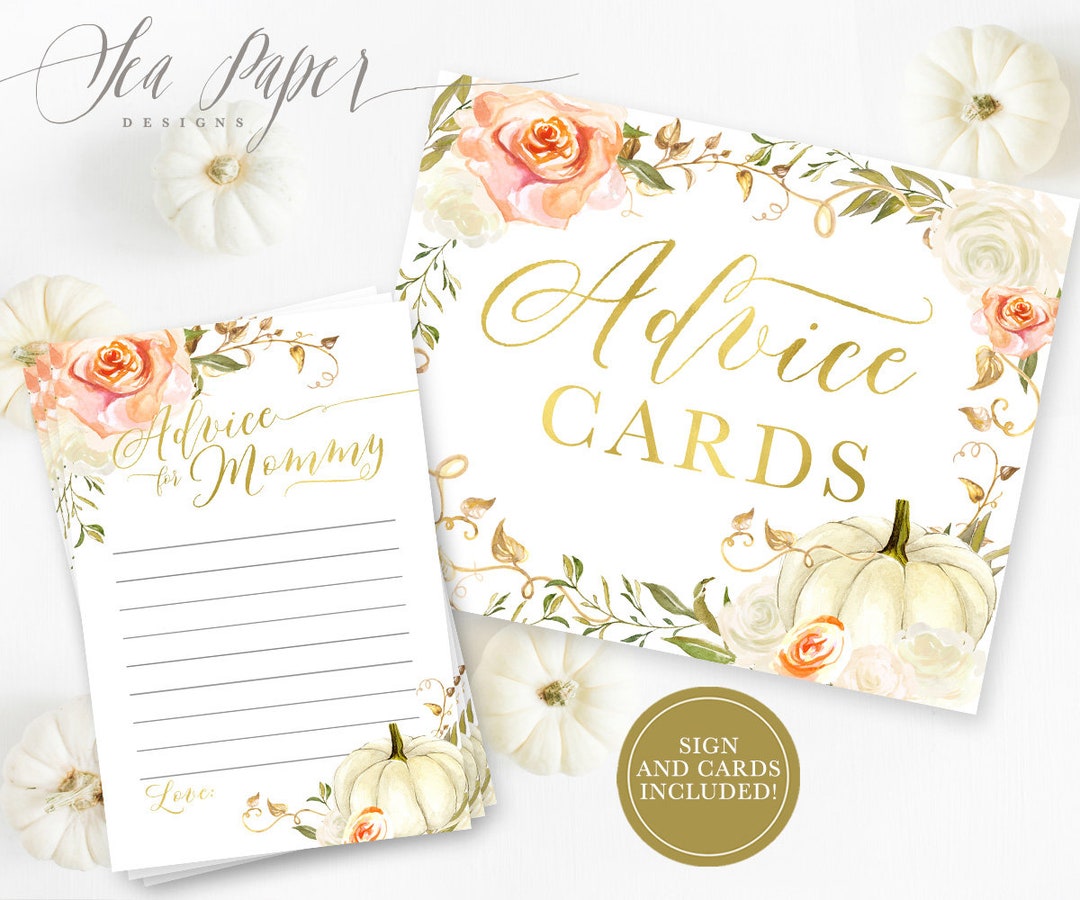 Fall Advice for the Mommy to Be Cards, Baby Shower Game and Sign ...