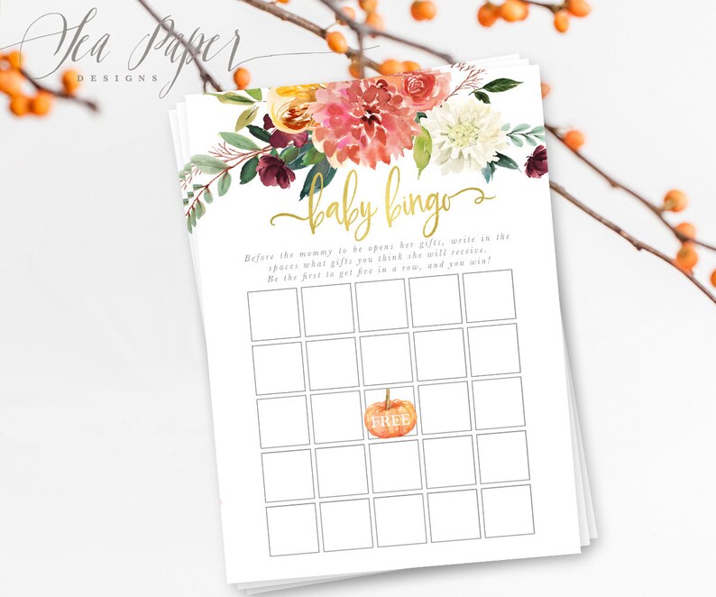 Fall Baby Bingo Baby Shower Game Card Fall Baby Shower Games - Etsy