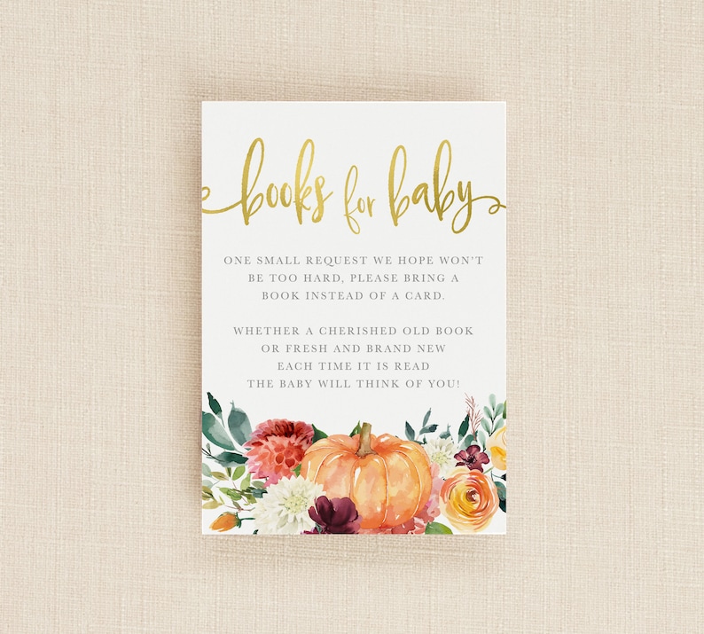 Fall Books for Baby Card Bring a Book Instead of Card Stock | Etsy