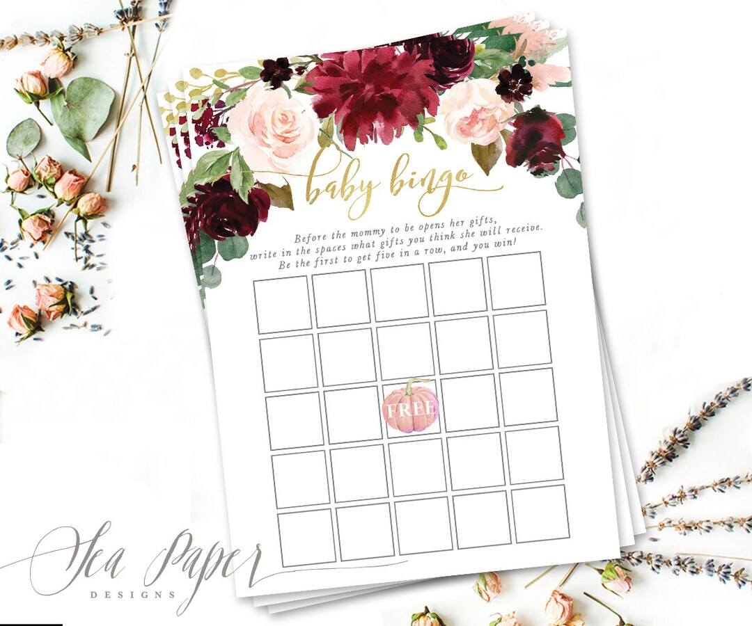 Fall Printable Baby Bingo Baby Shower Game Card, Fall Baby Shower Games ...