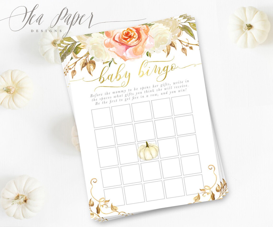 Fall Baby Bingo Baby Shower Game Card Fall Baby Shower Games - Etsy