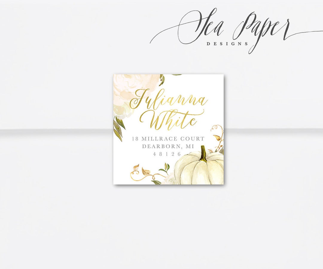 Fall Return Address Labels or Seals, Pumpkin Return Address Label ...