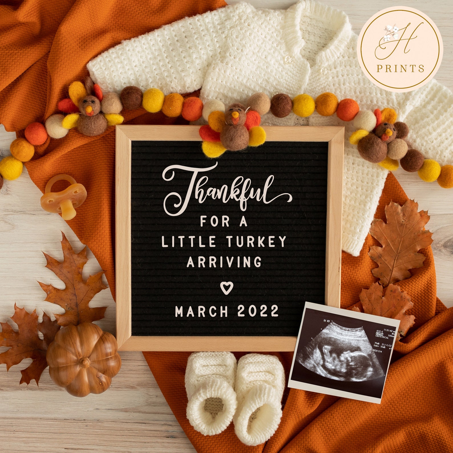 Editable Thanksgiving Pregnancy Announcement, Fall Pregnancy ...