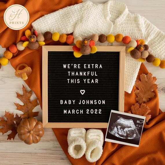 Editable Thanksgiving Pregnancy Announcement Fall Pregnancy 