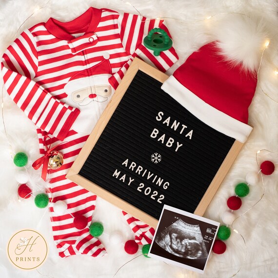Christmas Pregnancy Announcement Editable Holiday Digital Pregnancy 