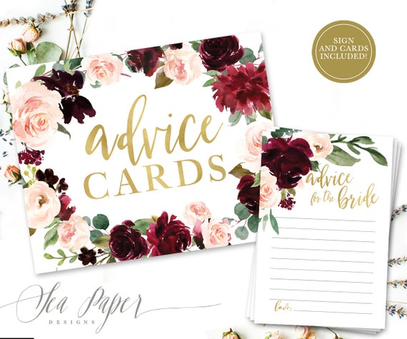 Printable Advice for the Bride Cards Advice Card and Sign | Etsy