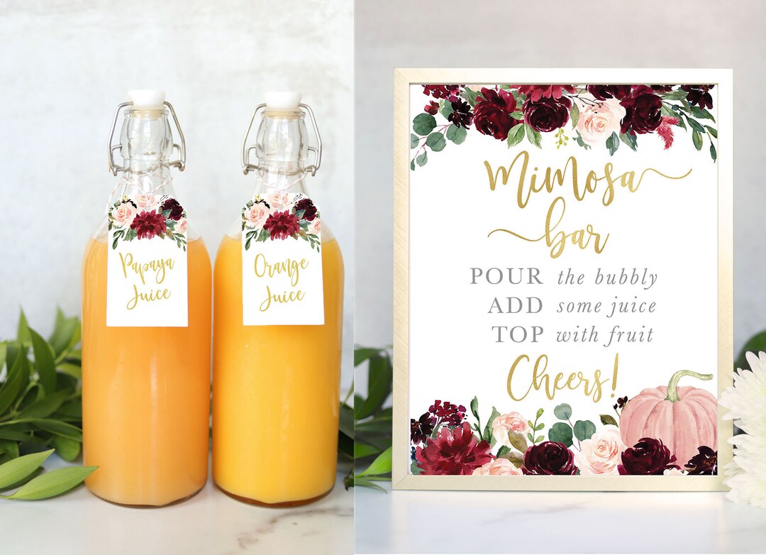 Burgundy Pumpkin Mimosa Bar Package Set: Fall Mimosa Bar Sign & Poster ...