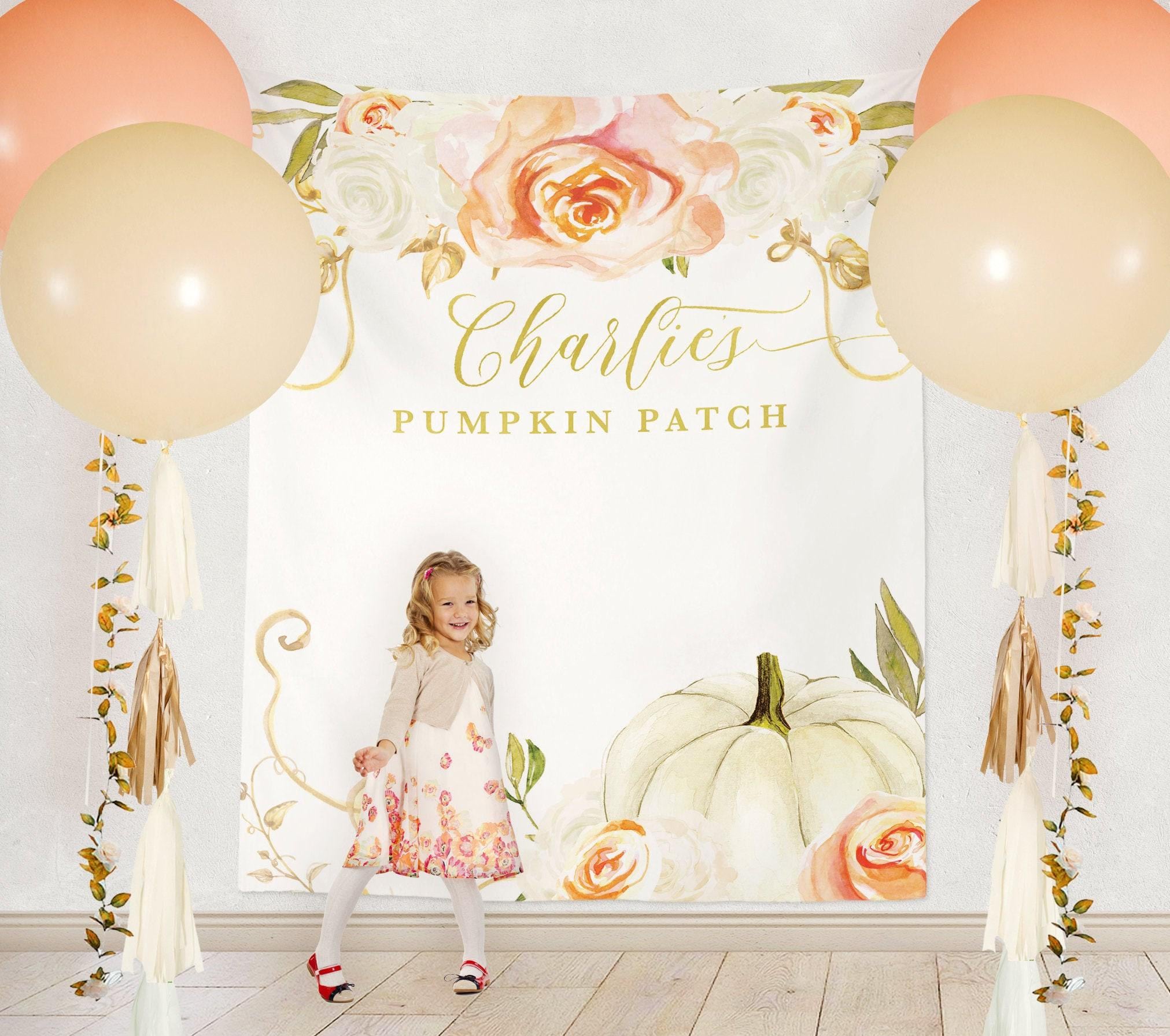 Pumpkin Patch Party Backdrop: Girl Fall Birthday Photography Backdrop ...