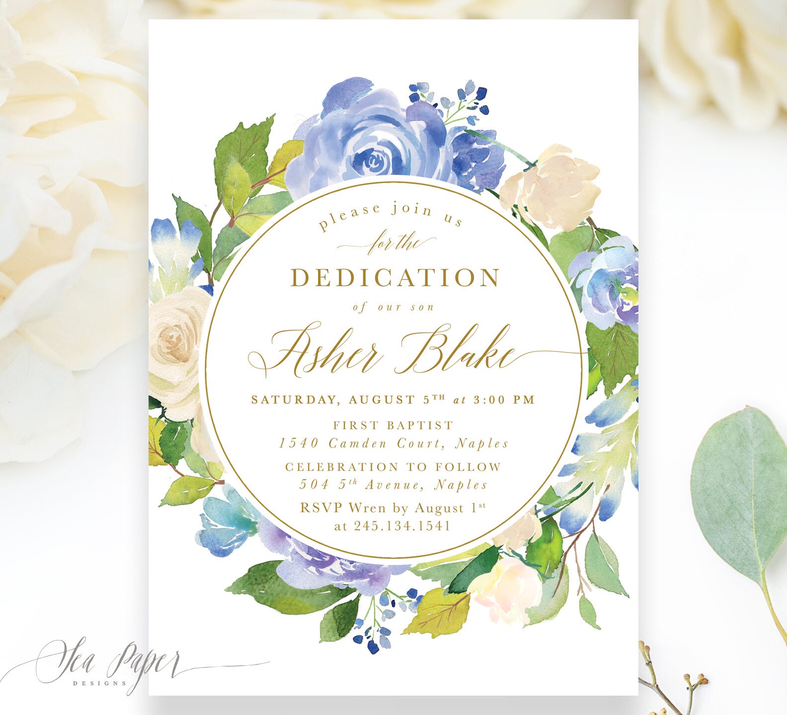 Dedication Invitation Boy, Dedication Invite for a Boy, Printed ...