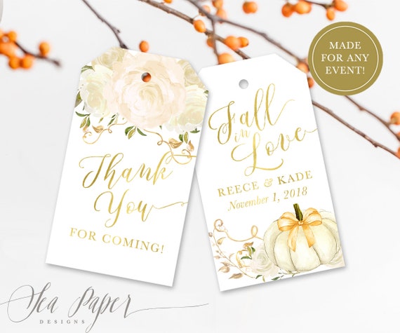 Fall Favor Thank You Tags Printed Tag Shape Pumpkin Favor | Etsy