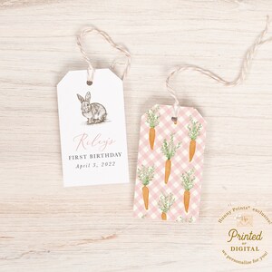 Bunny Gift Tags, Bunny Favor Tags, Girl Bunny Favor Tags, Baby Shower ...