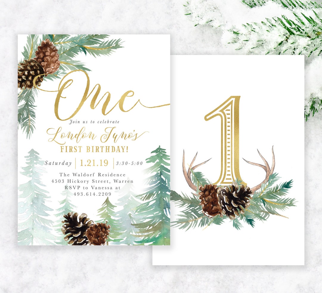 Winter First Birthday Invitation, First Birthday Party Invite, Winter ...