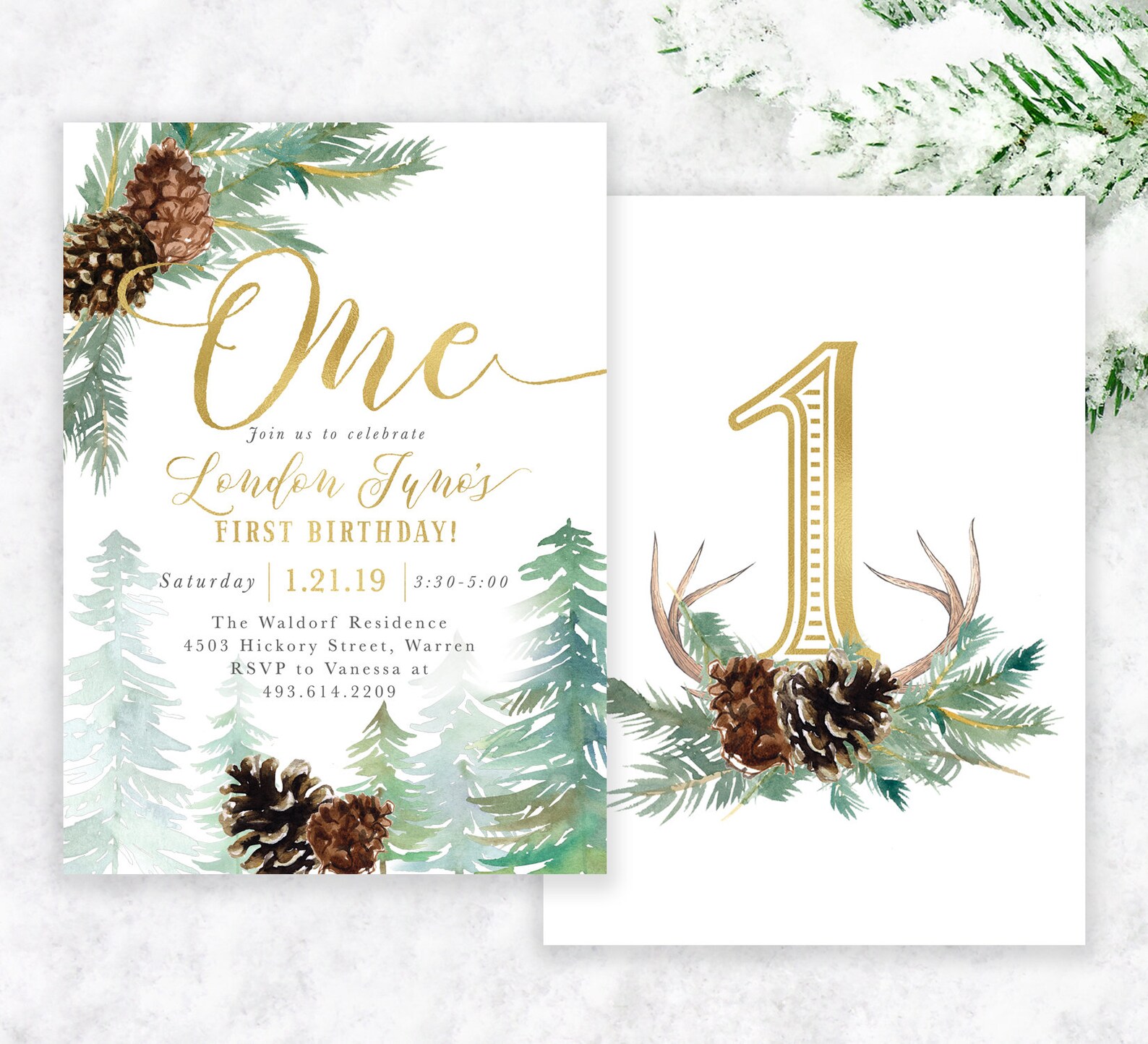 Winter First Birthday Invitation First Birthday Party Invite | Etsy