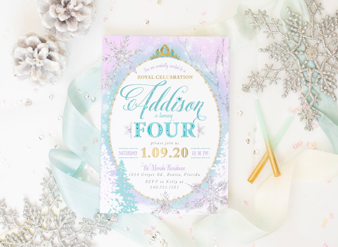 Snow Queen Birthday Party Invitation, Winter Girl Birthday Party Invite ...