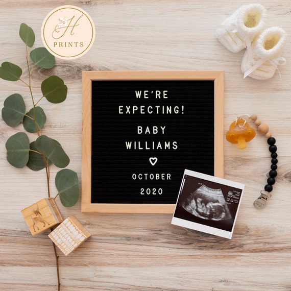Digital Pregnancy Announcement Gender Neutral Letter Board Editable Digital Pregnancy Announcement Gender Neutral Letter Board Editable