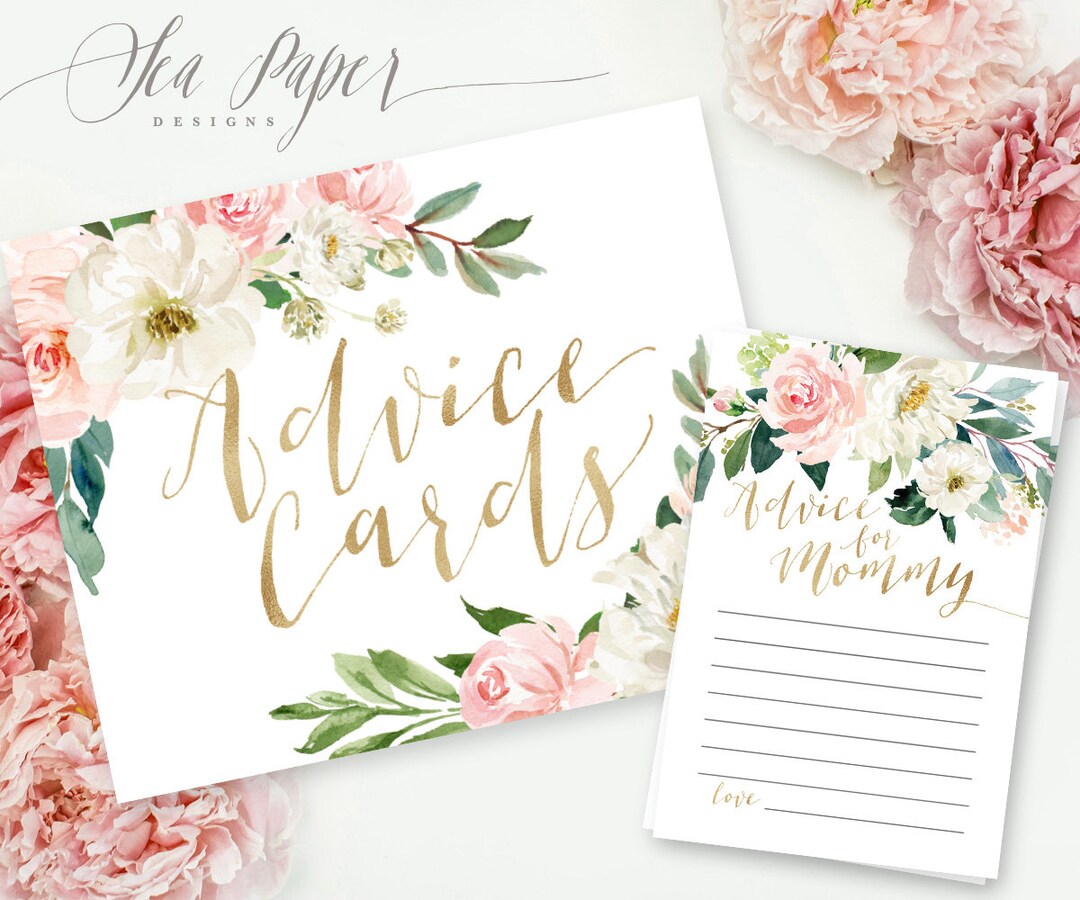 Printable Advice for the Mommy Card, Baby Shower Game and Sign, Blush ...