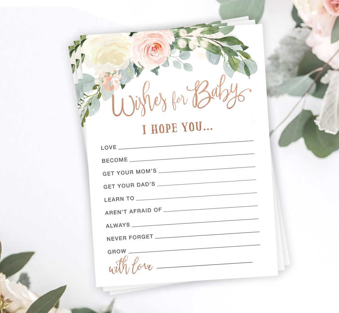 Wishes for Baby Baby Shower Game Card Blush Pink and White - Etsy