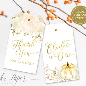 Fall Favor Thank You Tags - Printed, Tag Shape - Pumpkin Favor Thank ...