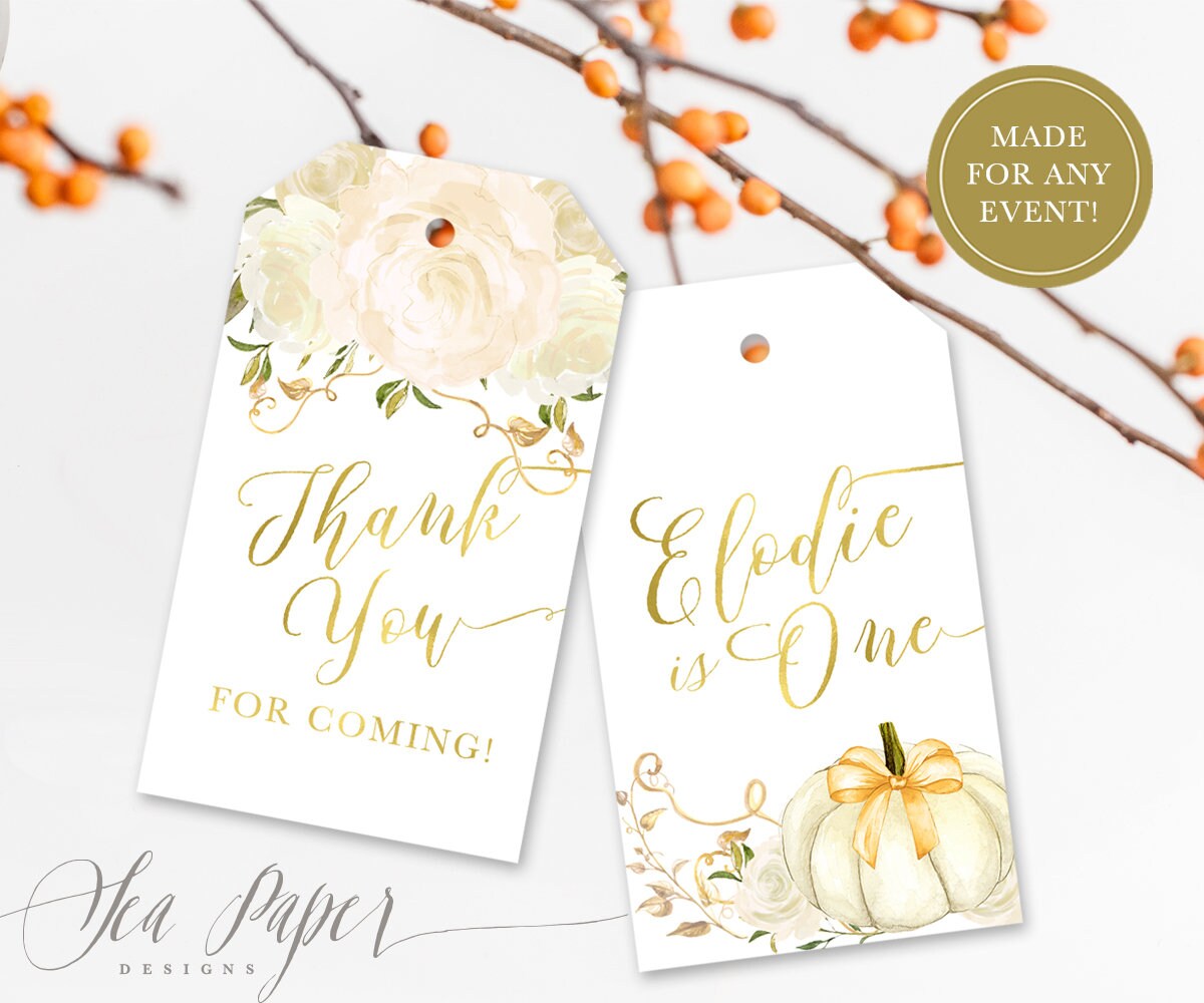 Fall Favor Thank You Tags Printed Tag Shape Pumpkin Favor | Etsy