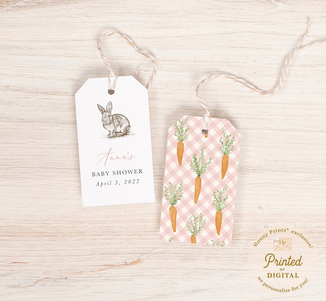 Bunny Gift Tags, Bunny Favor Tags, Girl Bunny Favor Tags, Baby Shower ...