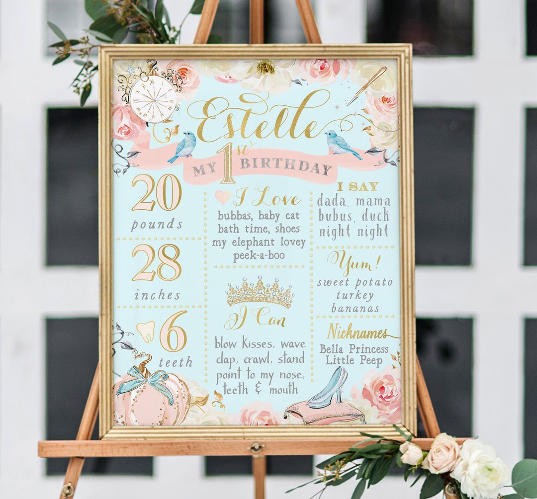 Cinderella Birthday Milestone Sign, Custom Printed or Printable ...