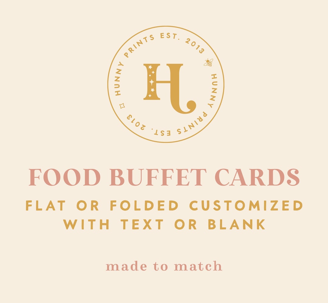 Food Buffet Card - Tent or Flat - Printed or Digital (printable ...