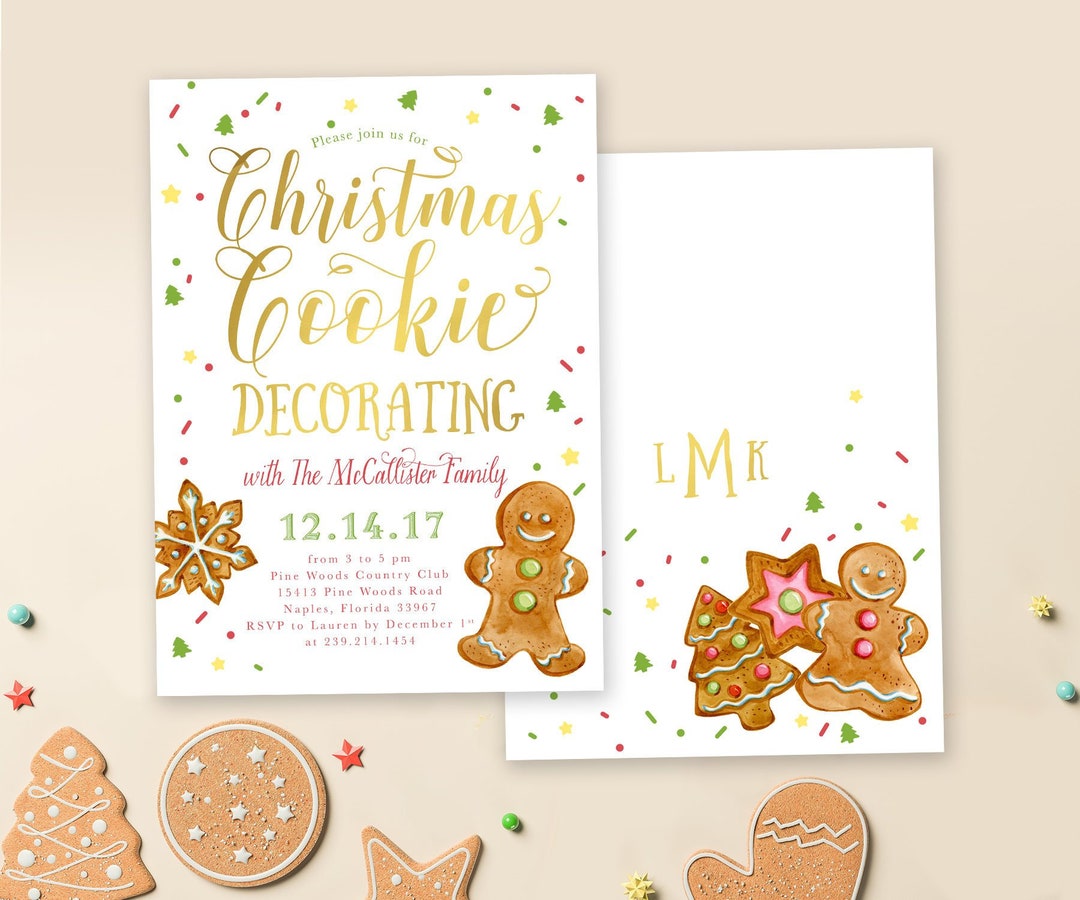 Christmas Cookie Party Invitation, Holiday Cookie Decorating Invite ...