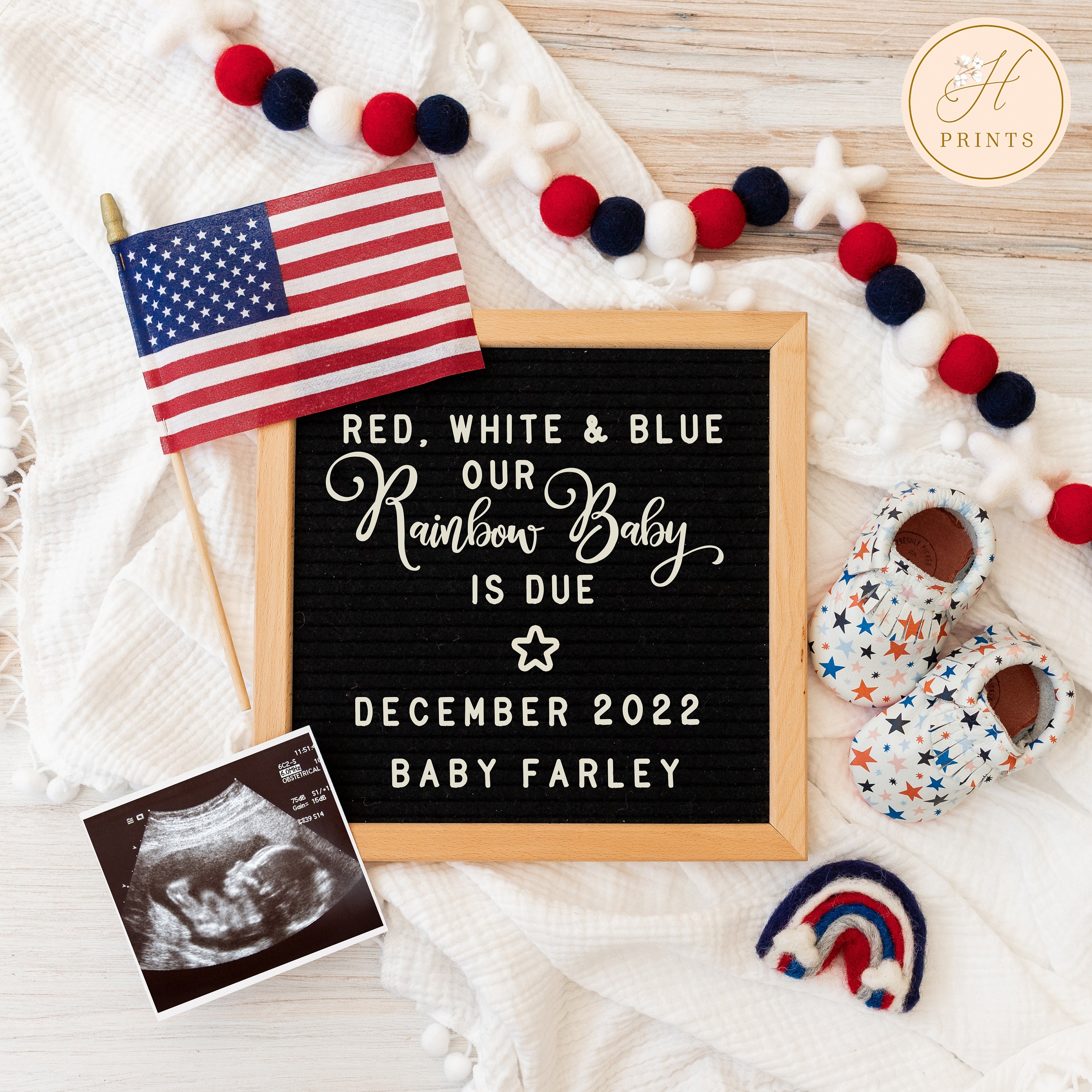 4th of July Editable Pregnancy Announcement Rainbow Baby | Etsy