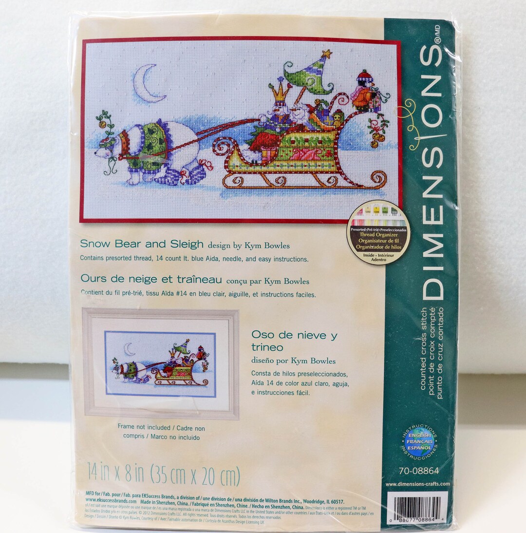 Dimensions Snow Bear and Sleigh Cross Stitch Kit. Cross Stitch Destash. Unopened Cross Stitch ...